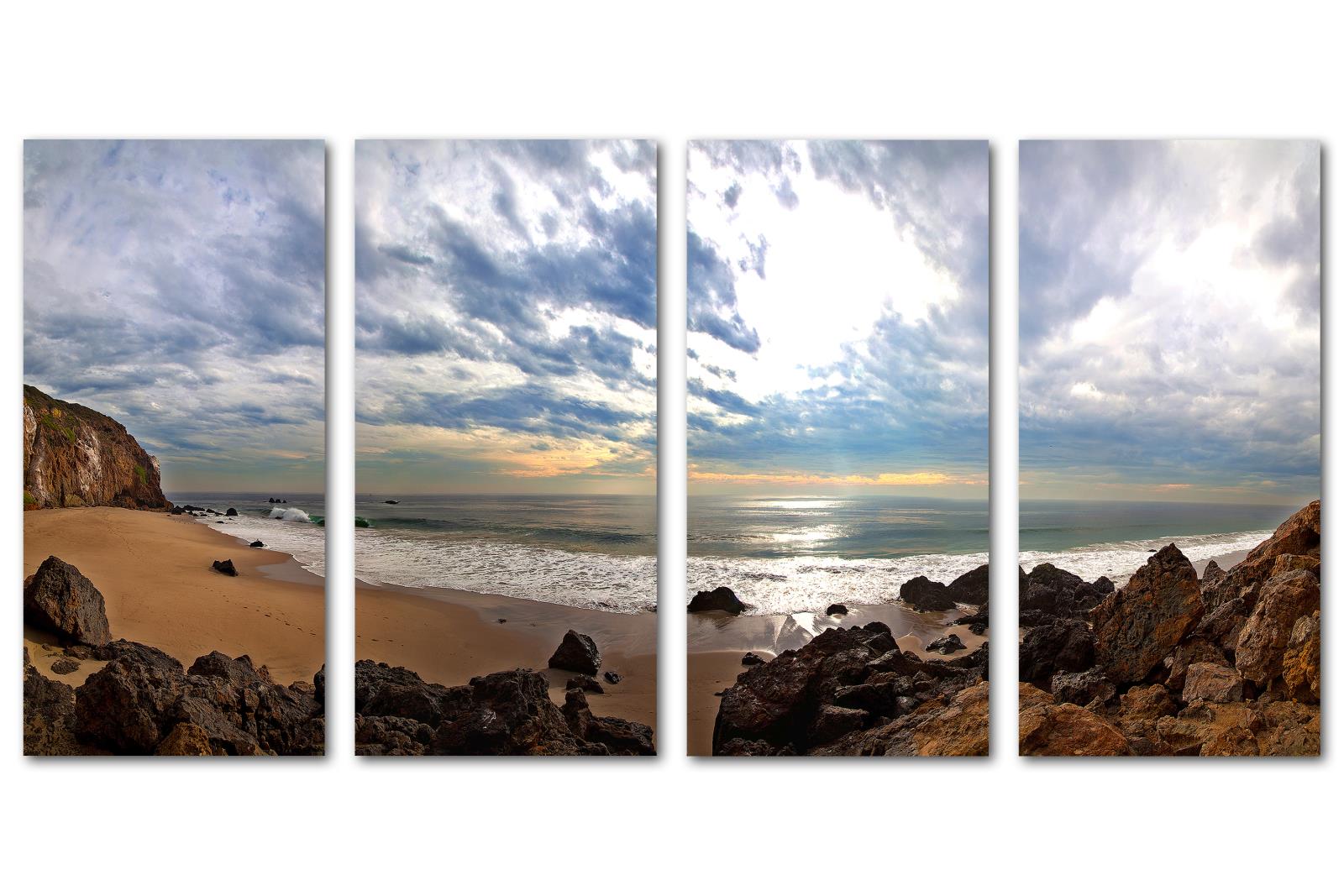 Morning Ocean Coast Canvas Print - 4 Panel Split. Nature photography ...