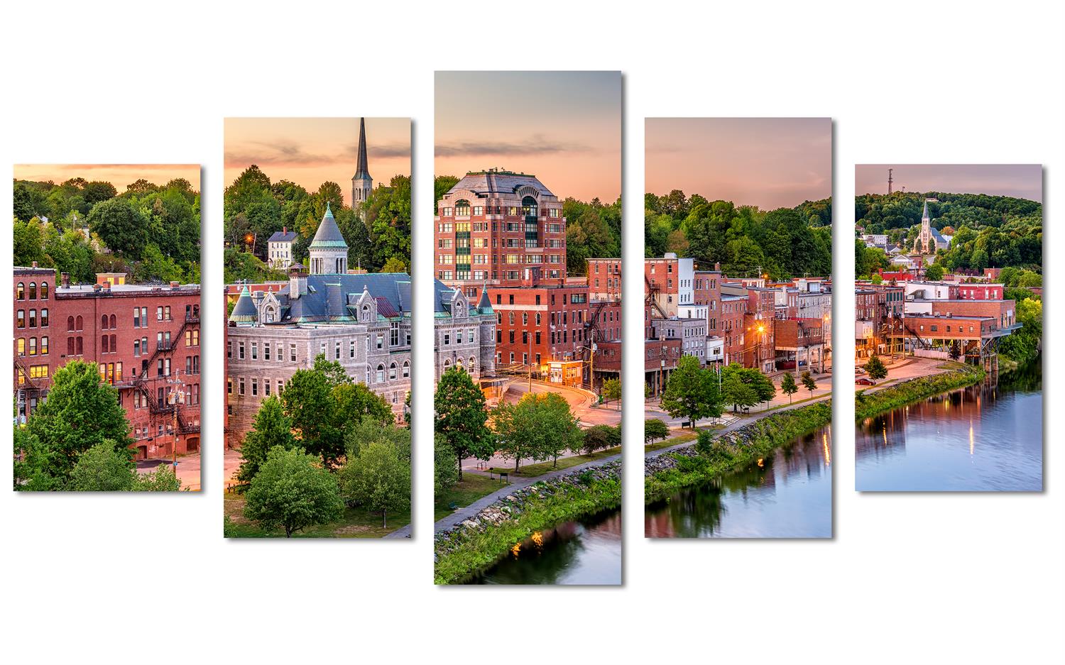 Augusta, Maine USA Wall Art Canvas Print 5 Panel Diamond Split, home ...
