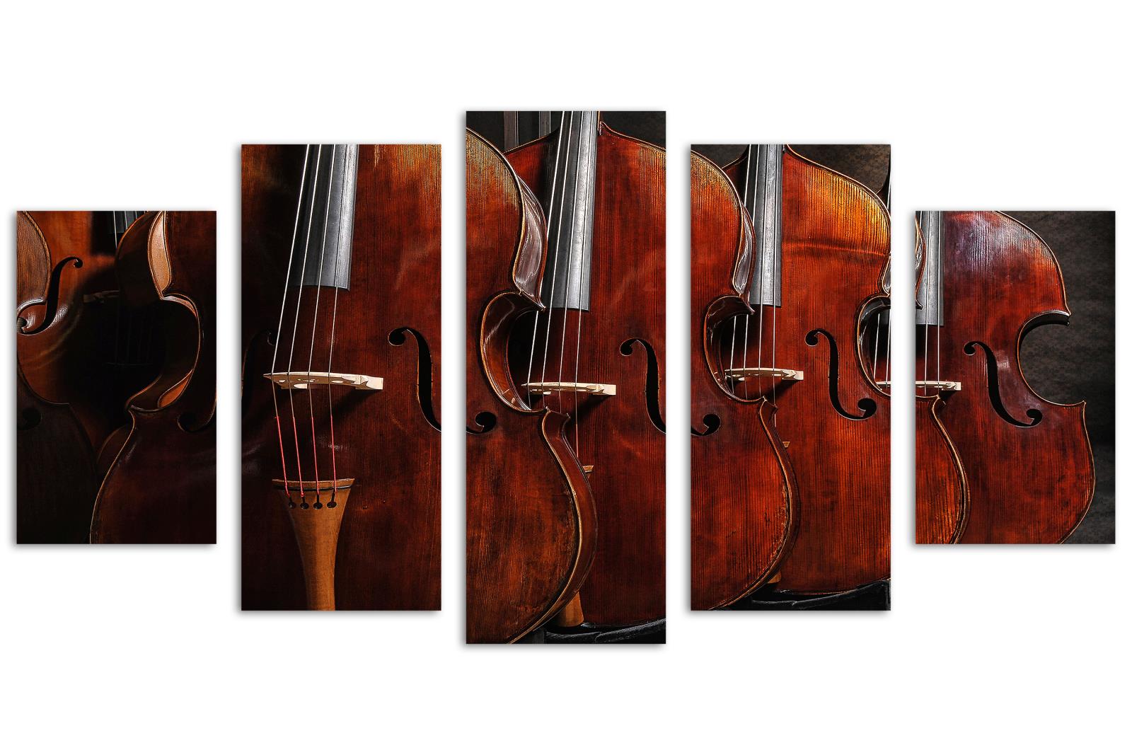 Musical Instruments Wall Art Canvas Print 5 Panel Diamond Split Double ...