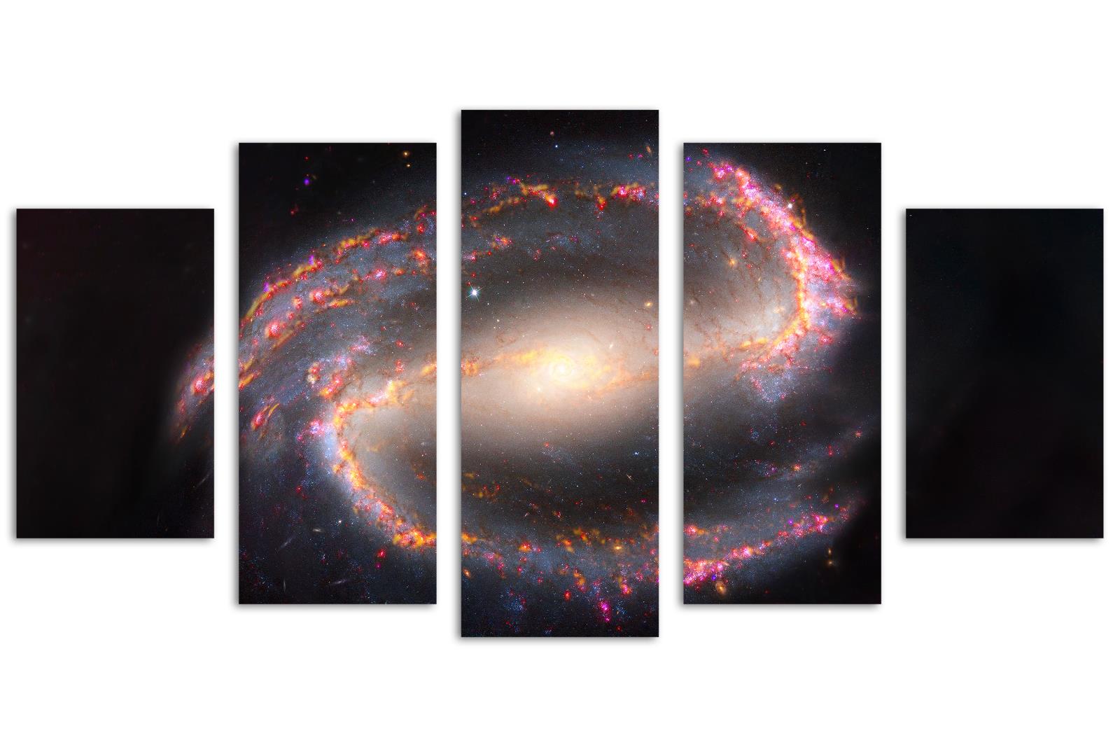 NGC 1300 Spiral Galaxy Canvas Print 5 Panel Diamond Split Wall Art | Canvas Quest
