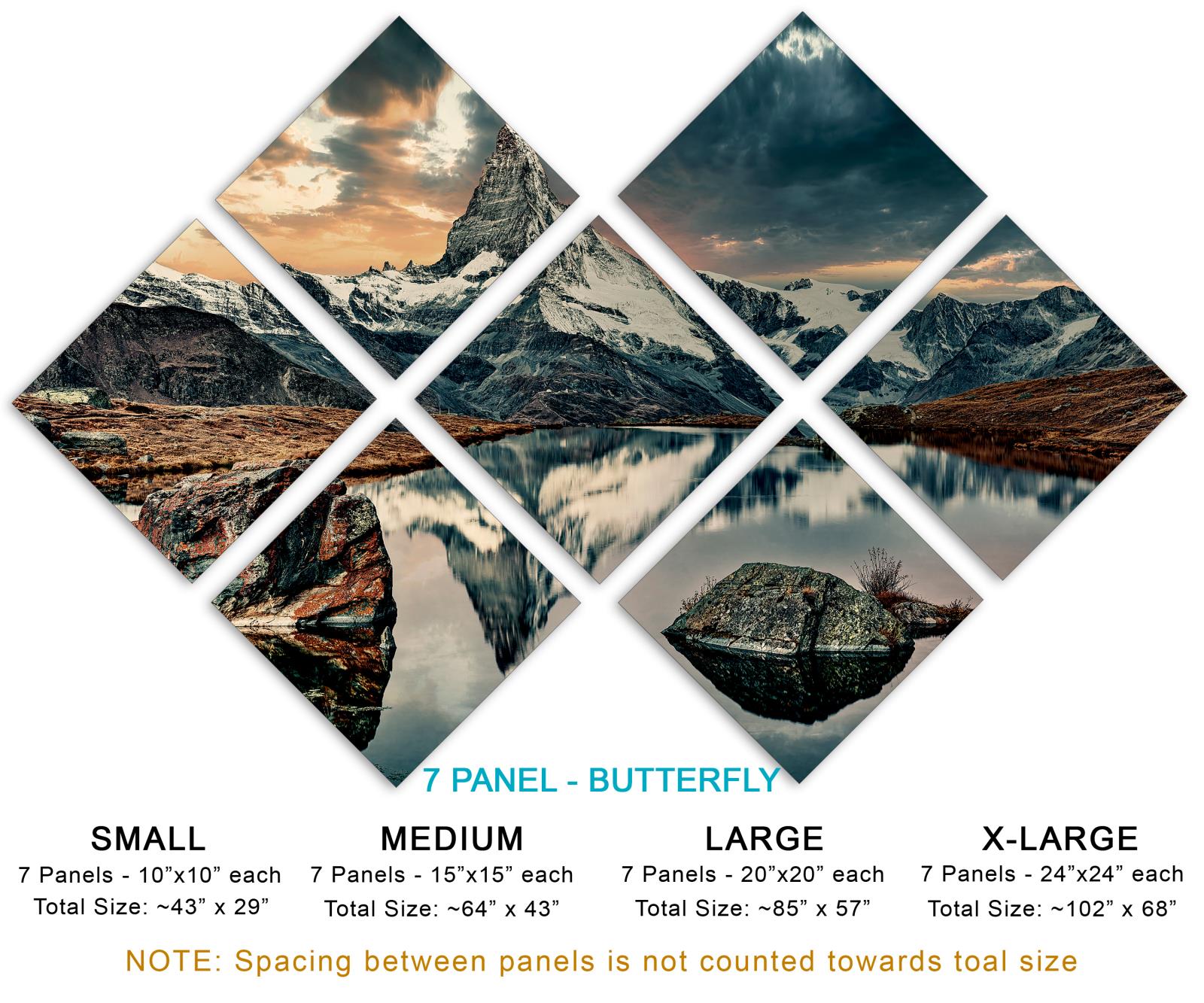 Swiss Alps Wall Art Cervino Peak Canvas Print dramatic skies 7 Panel ...