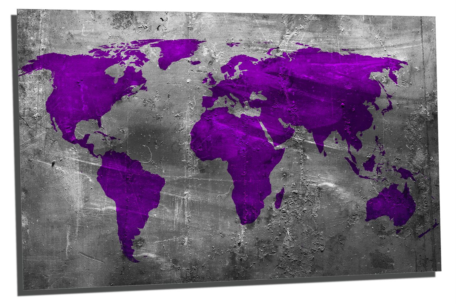Munsell purple World Map Metal Print wall art HD aluminum panels ...