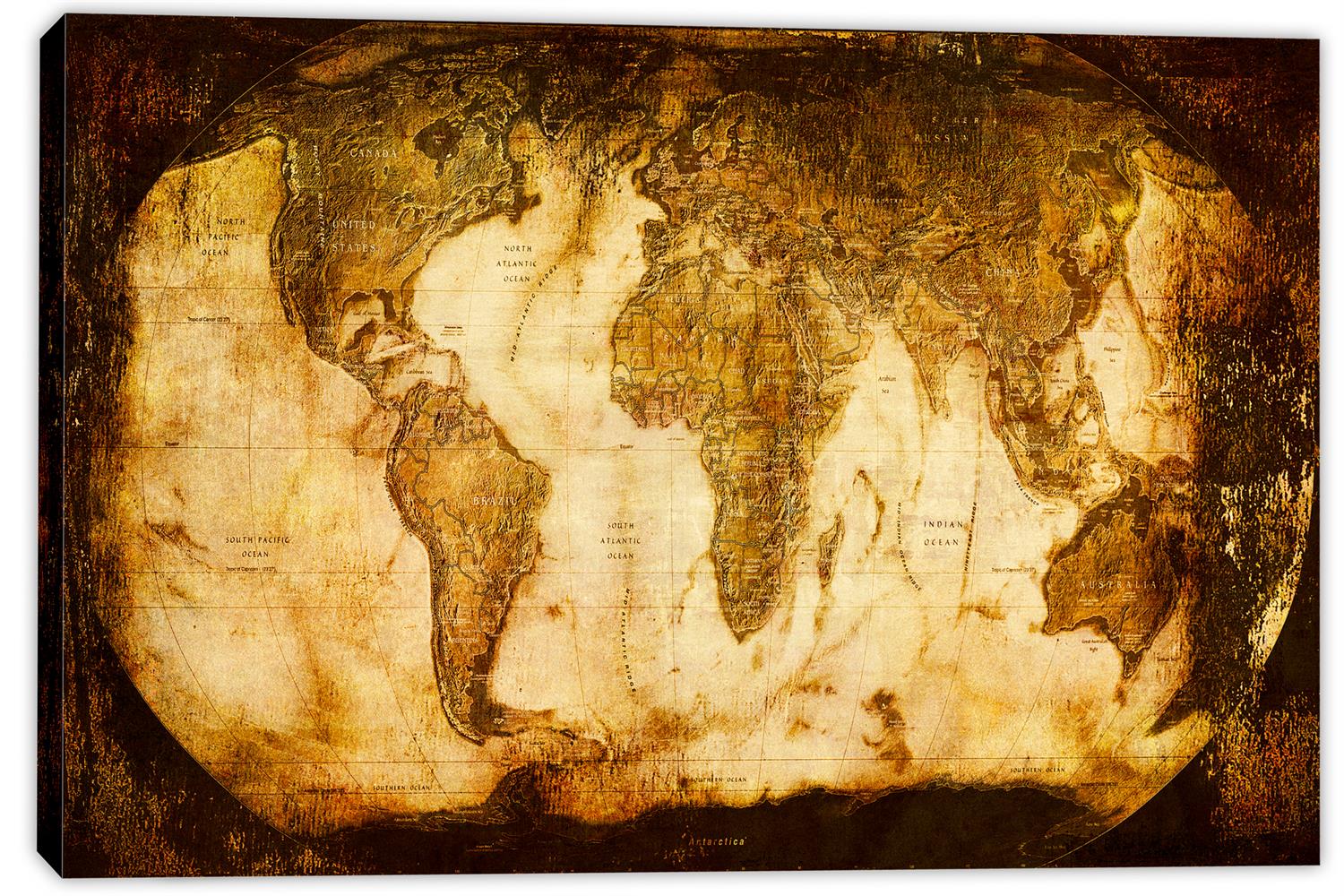 Rustic World Map Canvas Print. Wall Art for interior design, wall ...