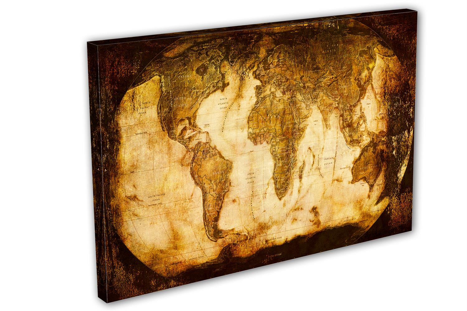 Rustic World Map Canvas Print. Wall Art for interior design, wall ...