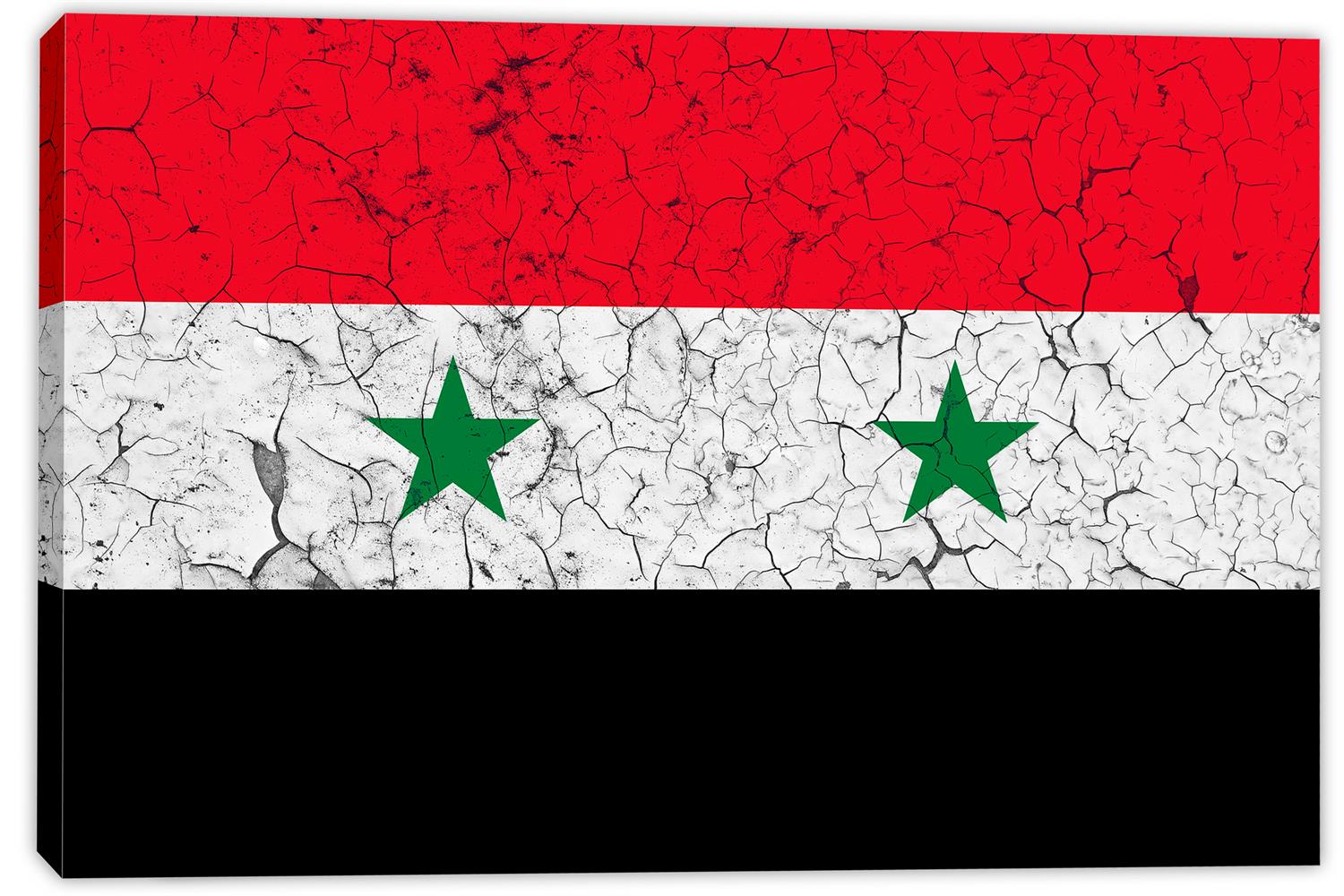 Syria Flag Canvas Print Wall Art Crack Effect, Country Flag Art Home ...