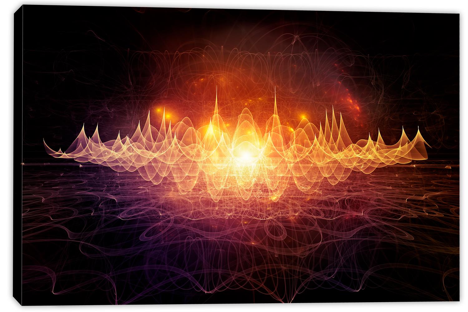 Abstract Sound Wave Wall Art Canvas Print Orange. Fractal art, Sound ...
