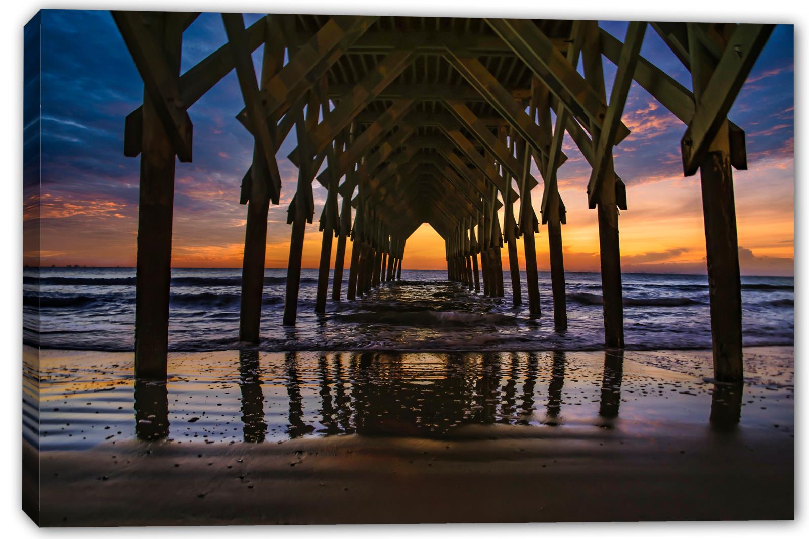Sunrise under Docks Wall Art Canvas Print Atlantic ocean, oceanscape ...