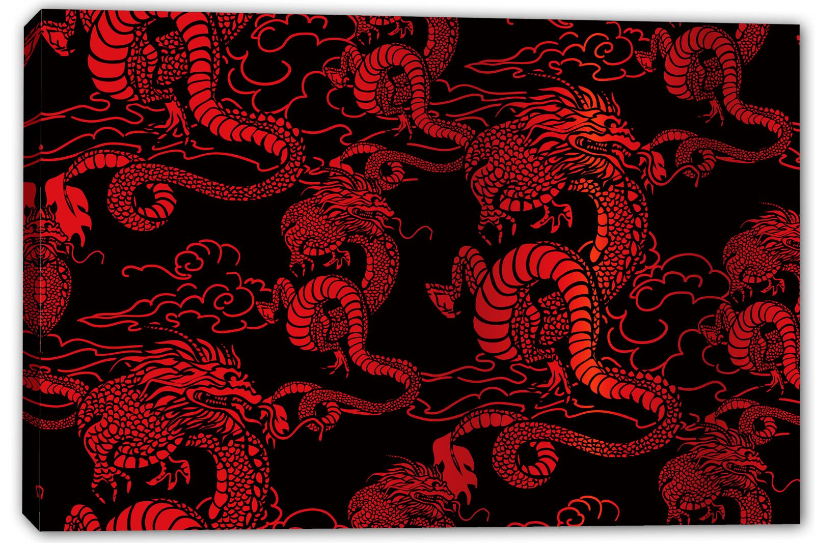 Chinese red Dragons Canvas Print Wall Art Chinese decor Asian wall art ...