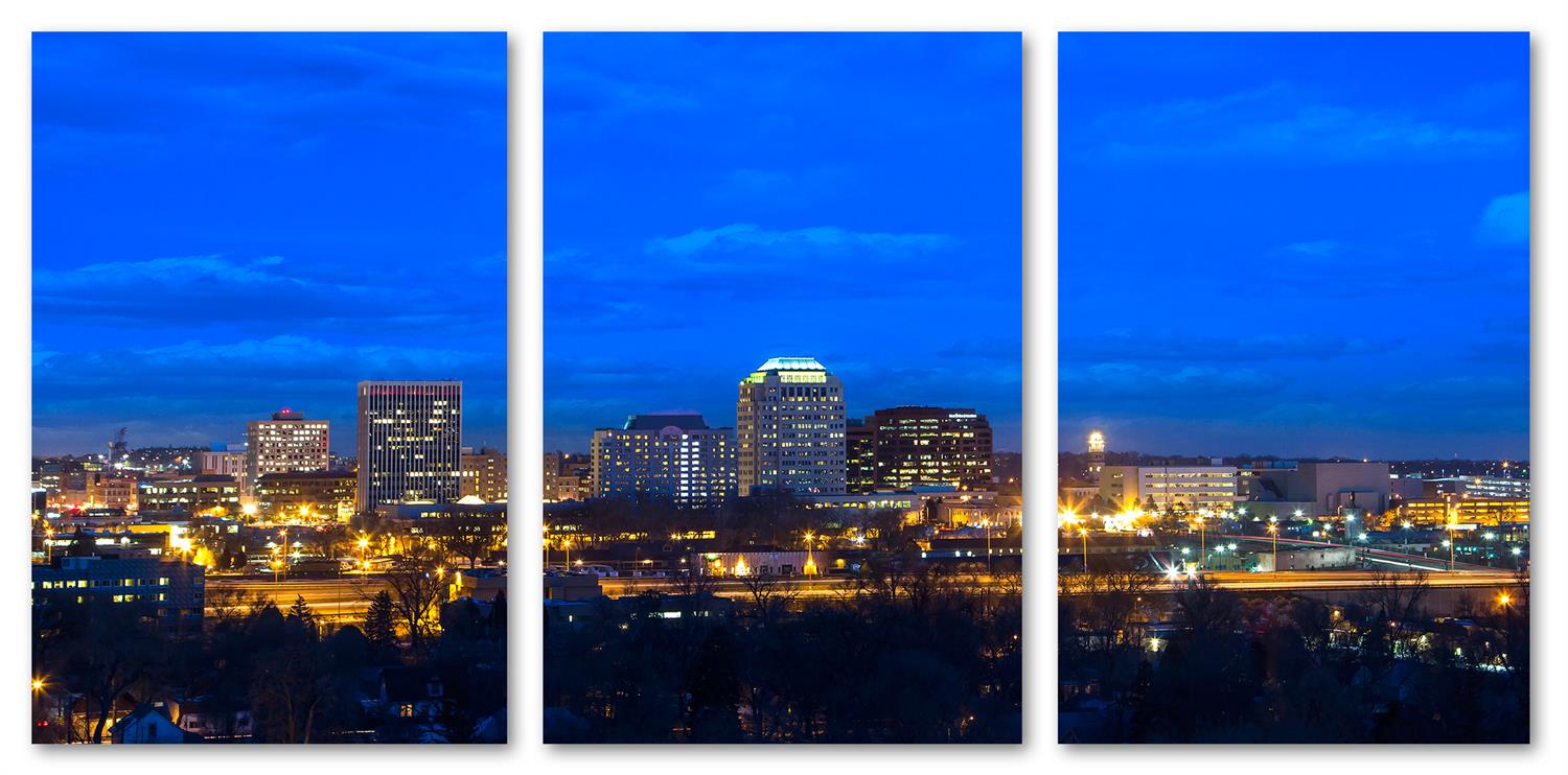 Colorado Springs Night Canvas Print Wall Art - 3 panel, Triptych ...