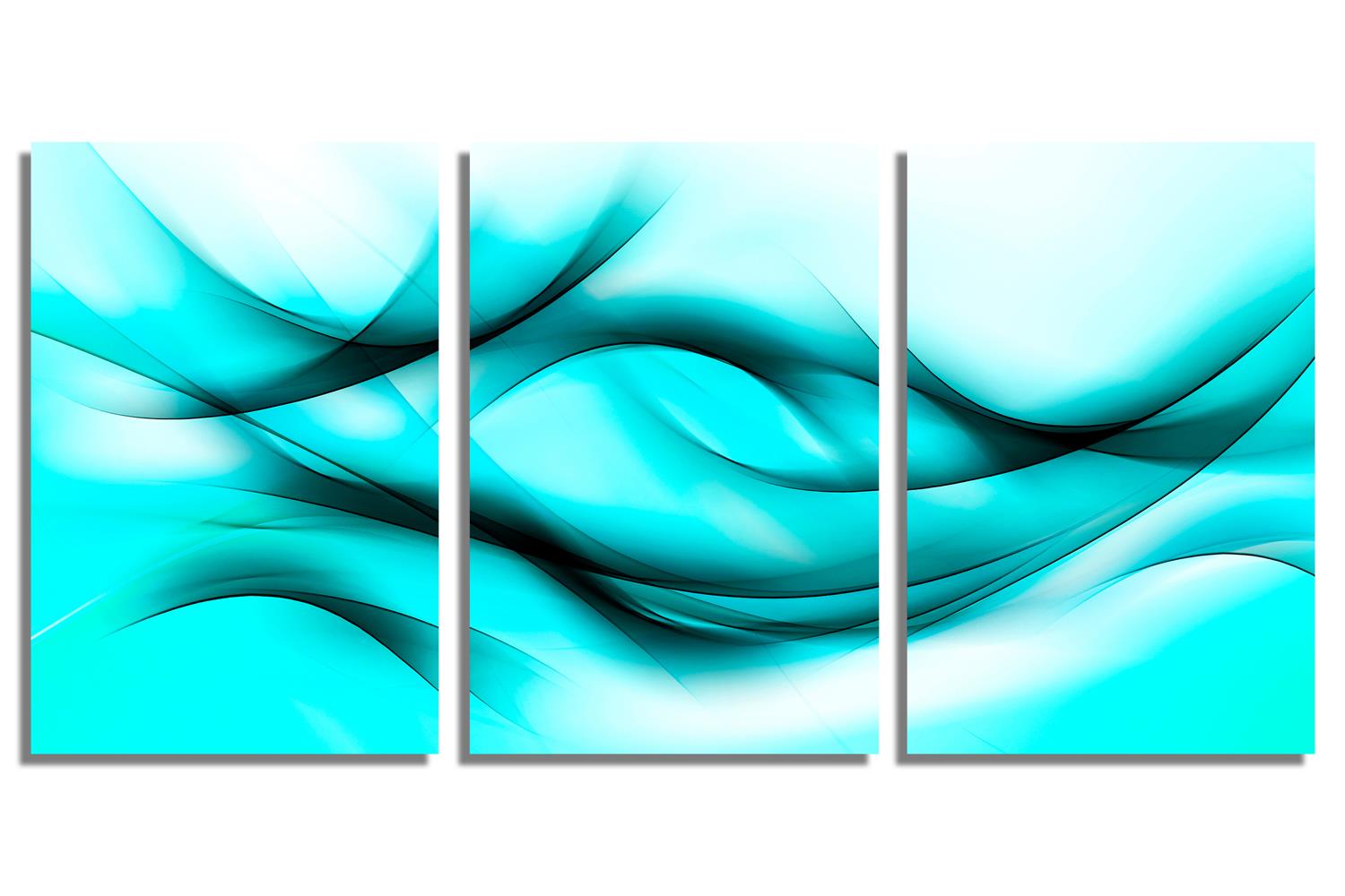 Light Turquoise Abstract Wave Wall Art Metal Print, Abstract Fractal ...