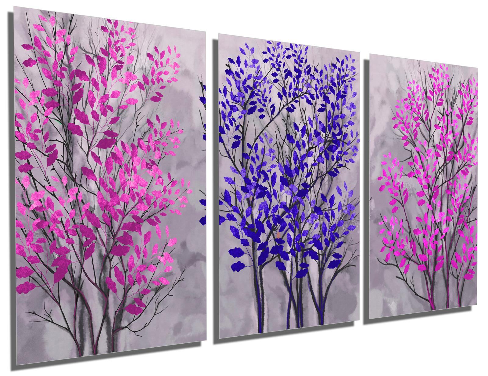 Home & Living Home Decor Botanical Trees Wall Art Metal Print dark aqua ...