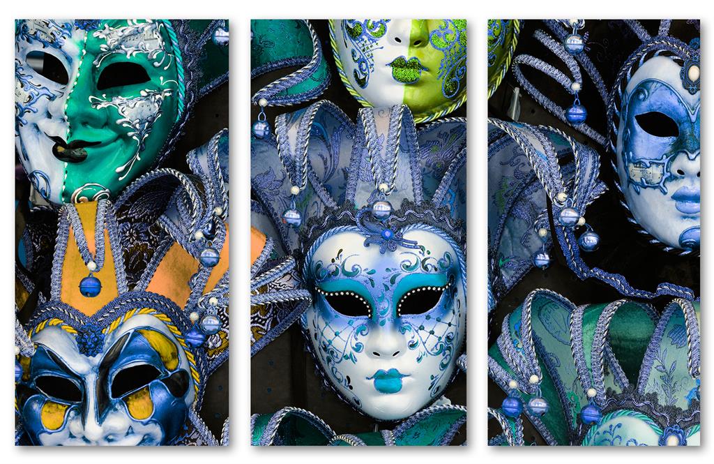 Ornate Venetian Masks Canvas Print. 3 Panel Split, Triptych Wall Art ...