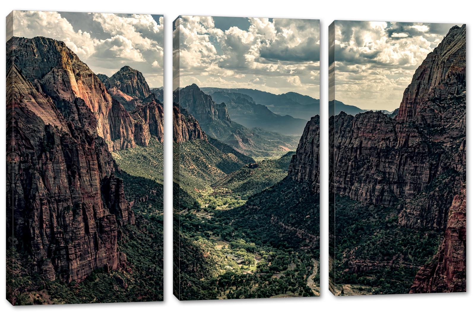 Zion National Park Canvas Print Wall Art at dusk 3 Panel Split Angels ...