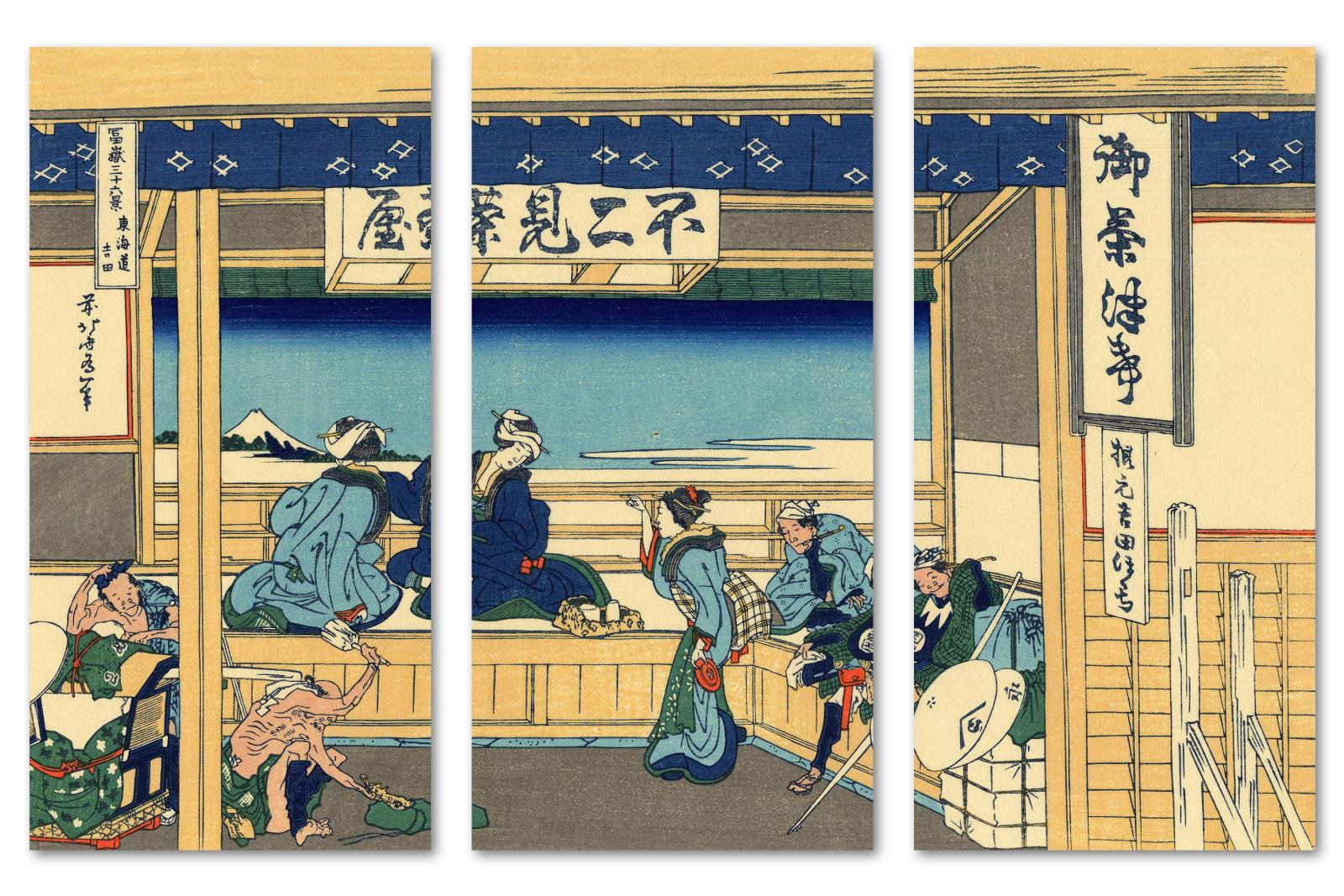 Yoshida on Tokaido Road Canvas Print 3 Panel Split Japanese Wall Art ...
