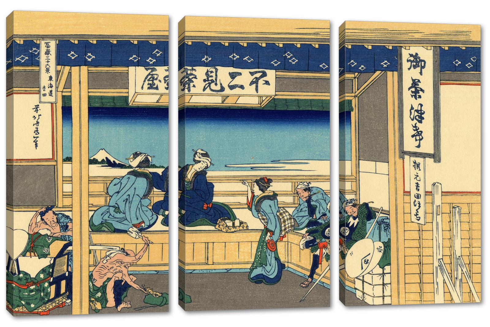 Yoshida on Tokaido Road Canvas Print 3 Panel Split Japanese Wall Art ...