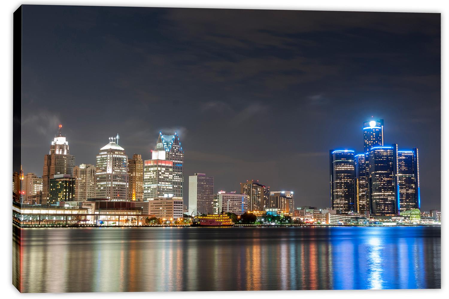 Detroit, Michigan Night Skyline Canvas Print Wall Art for Decor ...